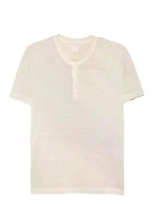 120% Lino Buttoned Short-sleeve T-shirt - Neutrals