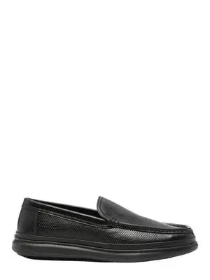 SERGIO MORETTI FIRENZE Perforated Leather Loafers - Black