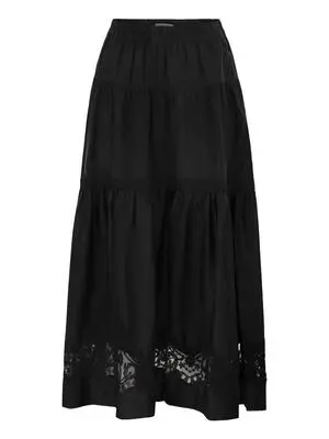 MAURIZIO MYKONOS Embroidered Tiered Skirt - Black