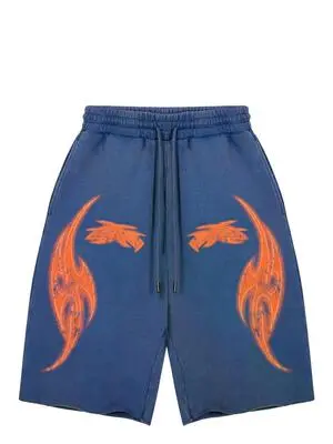 GODMADE Vivid Flame-print Shorts - Blue