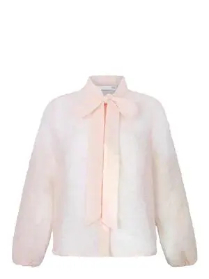 DOUUOD Floral Jacquard Shirt With Bow Detail - Neutrals
