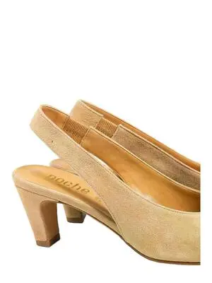 POCHE PARIS Square-toe Slingback Pumps - Neutrals