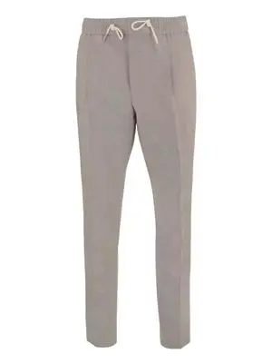 BOSS Drawstring Pressed-pleat Trousers - Neutrals