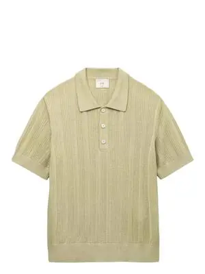 CHE Ribbed-knit Short-sleeve Polo Shirt - Green