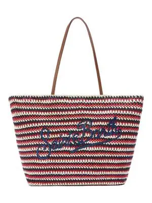 MC2 SAINT BARTH Striped Crochet Tote Bag - Red