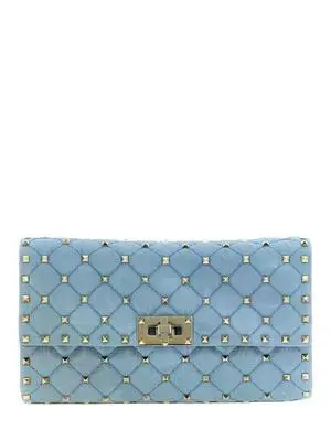Valentino Garavani Rockstud Spike Moiré Shoulder Bag - Blue