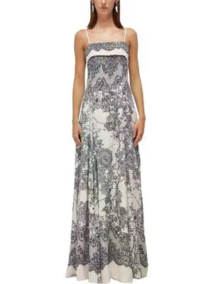 BLUGIRL Lace-print Spaghetti-strap Dress - Neutrals