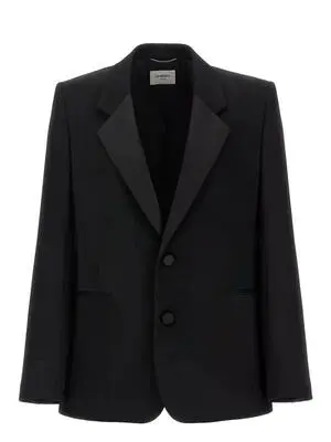 Saint Laurent Grain De Poudre Wool Blazer - Black