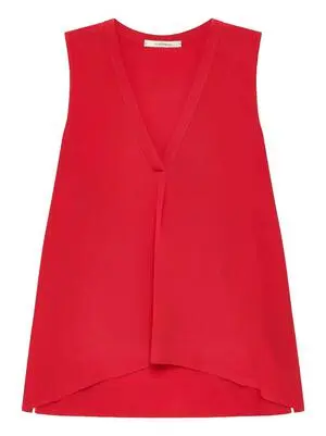Malìparmi Pleated V-neck Top - Red