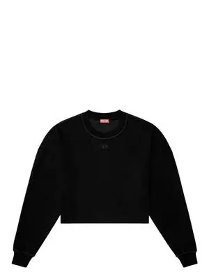 DIESEL® Cropped Long Sleeve Top With Oval D Logo - Black