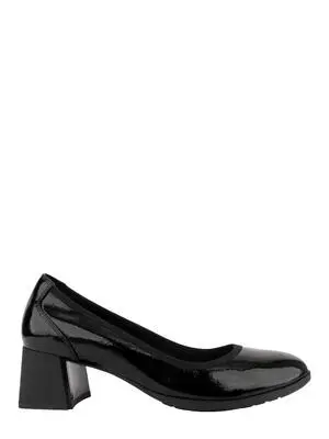 LINDA BAUMANN Patent-finish Block-heel Pumps - Black