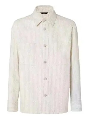 Fendi Logo-patch Striped Shirt - Neutrals