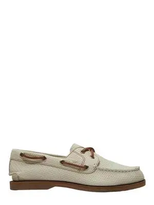 Timberland Logo-detail Leather Boat Shoes - Neutrals