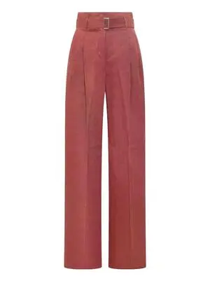 Max Mara Belted Pleated Trousers - Red