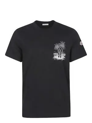 Moncler Graphic-print Logo-patch T-shirt - Black