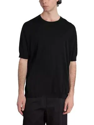GREYED Ribbed-trim Short-sleeve T-shirt - Black