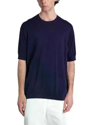 GREYED Ribbed-trim Short-sleeve T-shirt - Blue