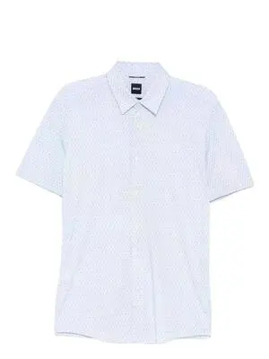 BOSS Geometric-print Short-sleeve Shirt - Blue