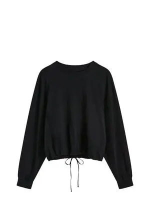 ST. AGNI Long-sleeve Drawstring Hem Sweatshirt - Black