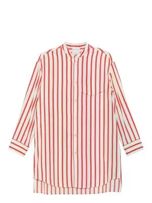 FORTE_FORTE Pinstripe Oversized Shirt - Red