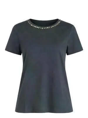 Max Mara Crystal-embellished T-shirt - Grey