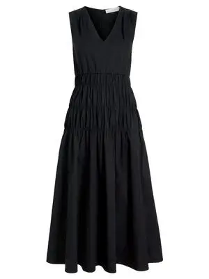 Proenza Schouler White Label Smocked Poplin Midi Dress - Black