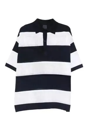 JUUN.J Buttoned Striped Polo Shirt - Blue