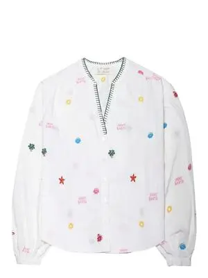 MC2 SAINT BARTH Liona Embroidered Blouse - White