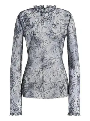 Alberta Ferretti Embroidered Sequin-embellished Lace Blouse - Black
