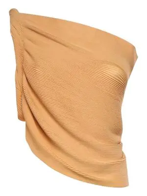 Alberta Ferretti One-shoulder Ribbed-knit Top - Neutrals