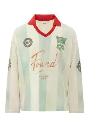 FOUND Striped Long-sleeve Jersey T-shirt - White