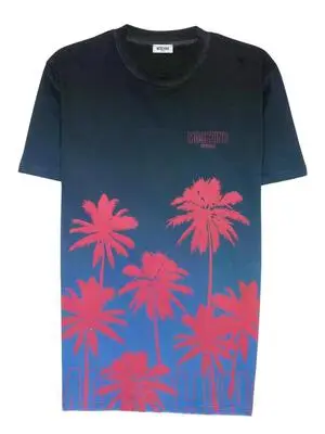 Moschino Palm-tree-print Ombré T-shirt - Blue