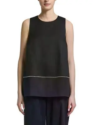 Peserico Bead-trim Top With Tie Fastening - Black