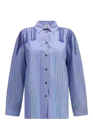Andamane Beaded-fringed Shirt - Blue
