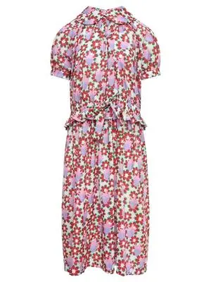 Comme Des Garçons Strawberry-print Ruffled Midi Dress - Multicolour