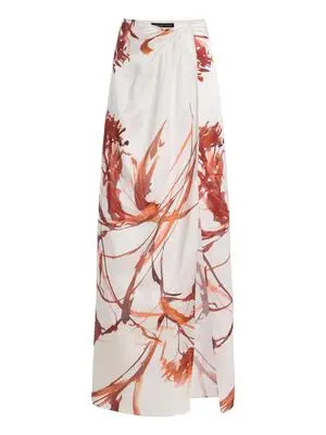SEV Draped Crepe Maxi Skirt - Print