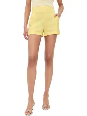 Alice + Olivia High-rise Linen-blend Shorts - Butter