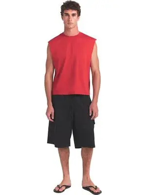 SKIMS Cropped Muscle Tank Top | Red | Small | Heavyweight Cotton - Washed Red