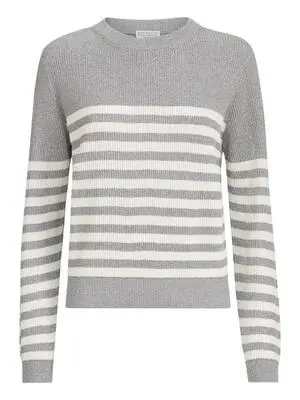 Brunello Cucinelli Cotton-blend Striped Sweater - Grey