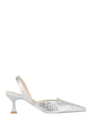 TWENTY FOUR HAITCH Satin Slingback Pumps - Silver