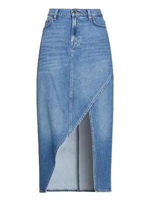 7 For All Mankind Flared Denim Skirt With Front Slit - Blue