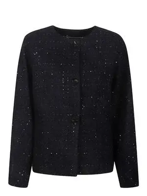 Kiton Sequin-embellished Bouclé Tweed Jacket - Blue