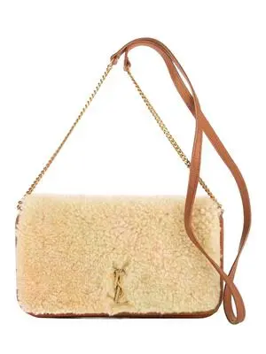 Saint Laurent Kate Shearling Crossbody Bag - Neutrals