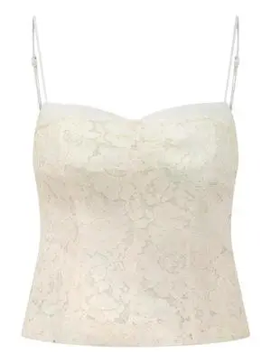 Pinko Lace Overlay Corset Top - Neutrals
