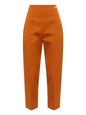 Marni Cotton Trousers With Stitching Brown