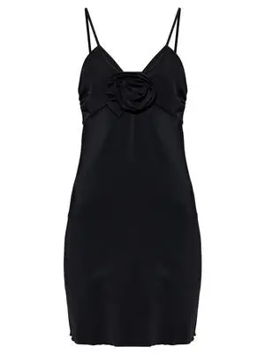 Moschino Spaghetti Strap Beach Dress With Fabric Rose Detail - Black
