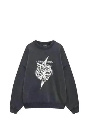 ANINE BING Miles Tiger-Print Sweatshirt Grey