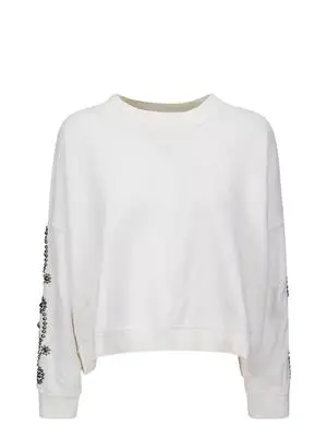 HTC LOS ANGELES Stud-embellished Paisley-pattern Sweatshirt - Neutrals