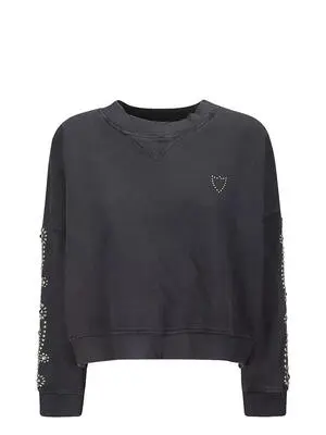 HTC LOS ANGELES Stud-embellished Paisley Sweatshirt - Black