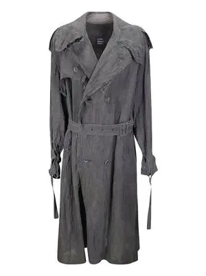 LIMI FEU Distressed Double-breasted Trench Coat - Grey